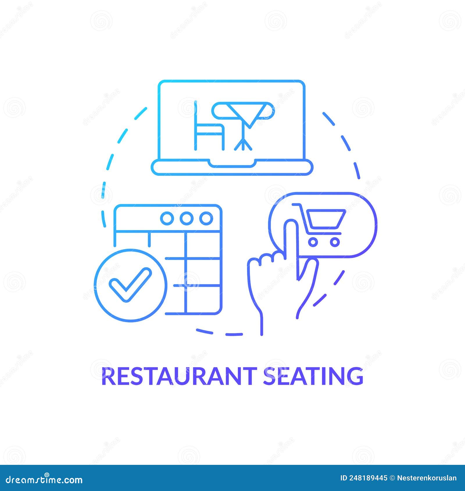 Restaurant Seating Blue Gradient Concept Icon Stock Vector ...