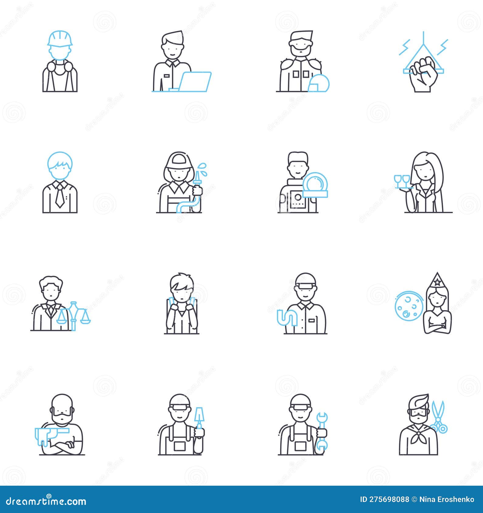 Restaurant Server Linear Icons Set. Hospitality, Communication ...