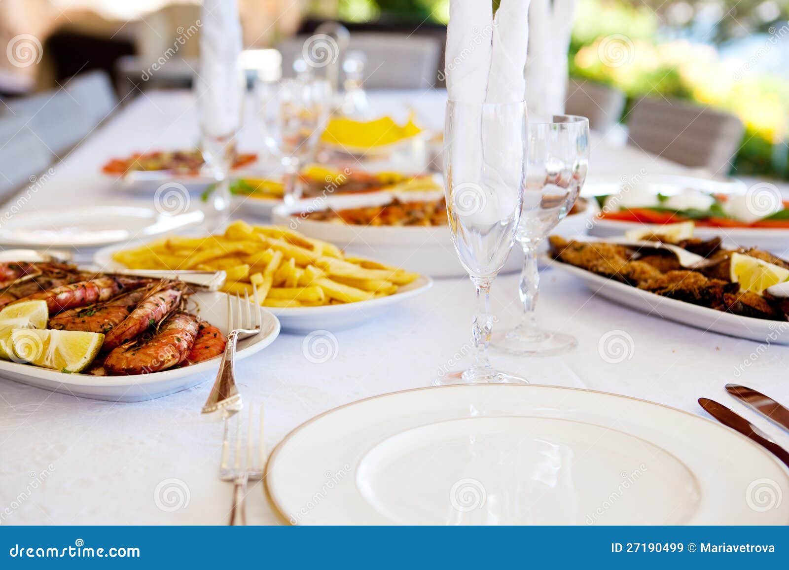 Restaurant Serving with Dishes and Food Stock Image - Image of lunch ...