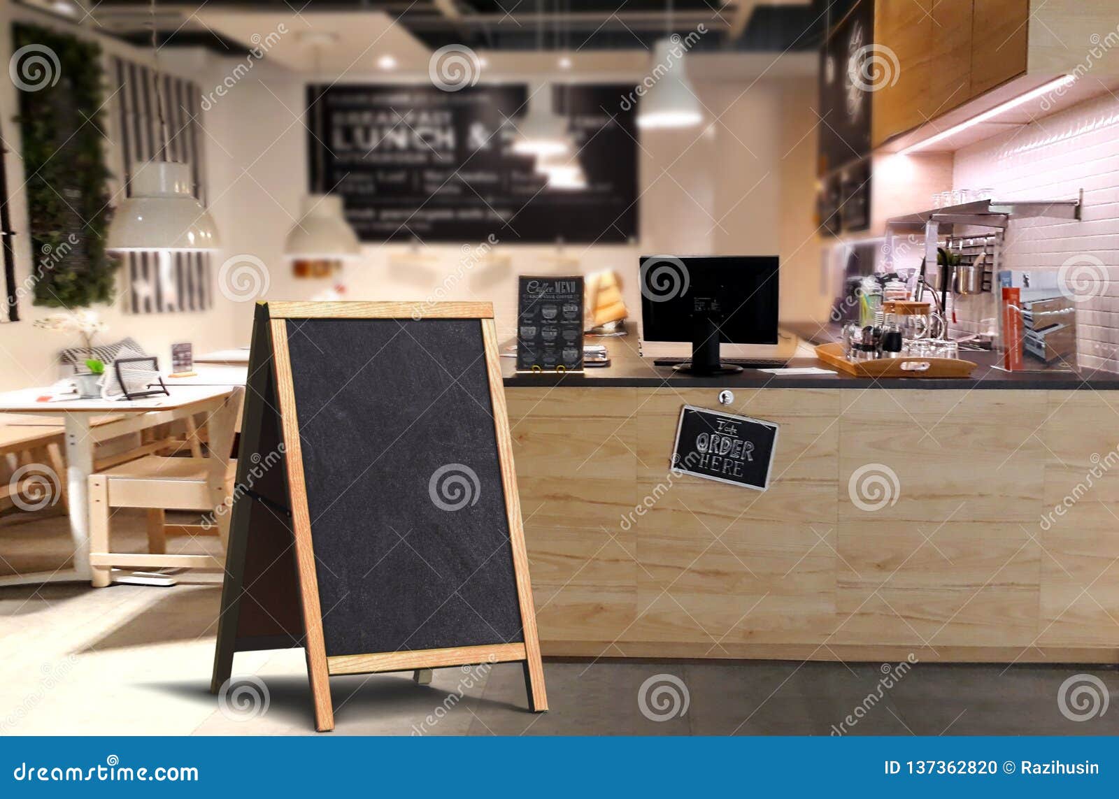 Chalkboard Menu Sign With Hibiscus Border. Vertical Stock Photography ...