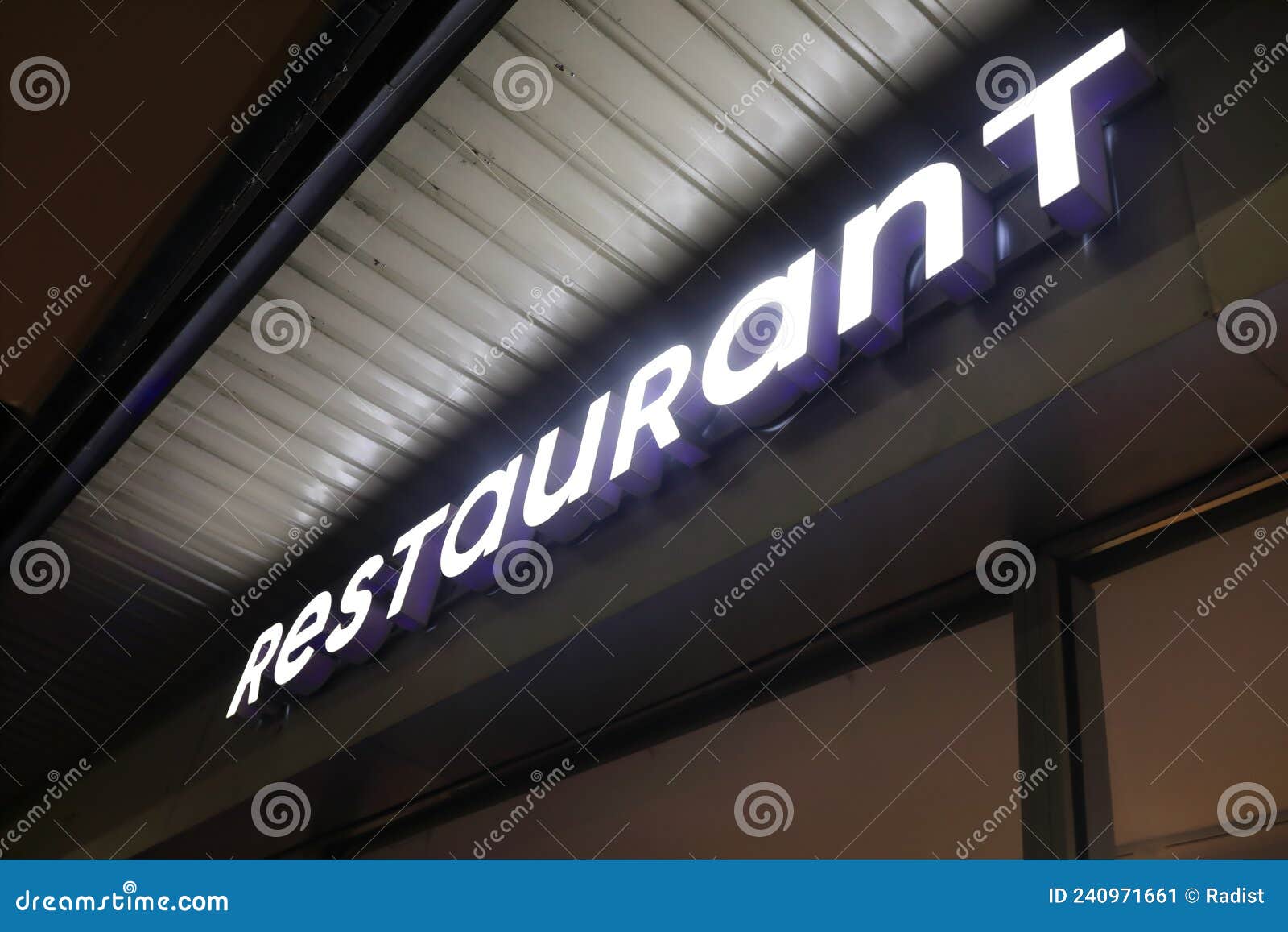Restaurant Sign Board at Night Stock Image - Image of exterior ...