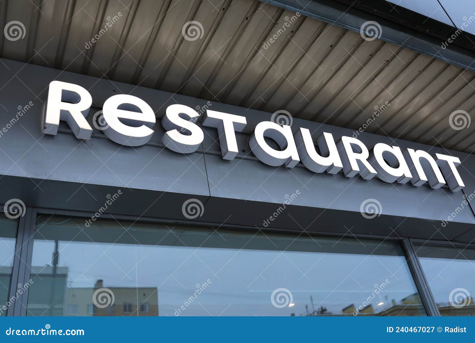 Restaurant Sign Board on Wall of Building Stock Image - Image of cafe ...