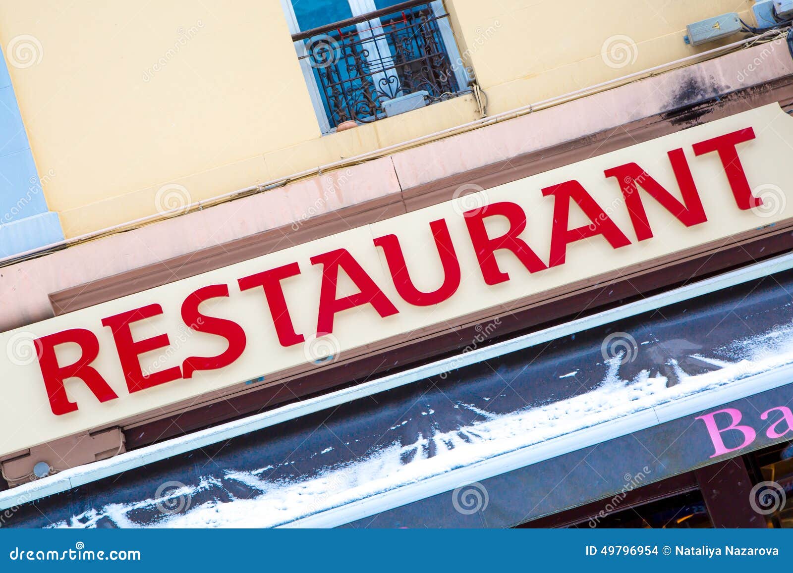 Restaurant sign stock photo. Image of wall, cafe, arrow - 49796954