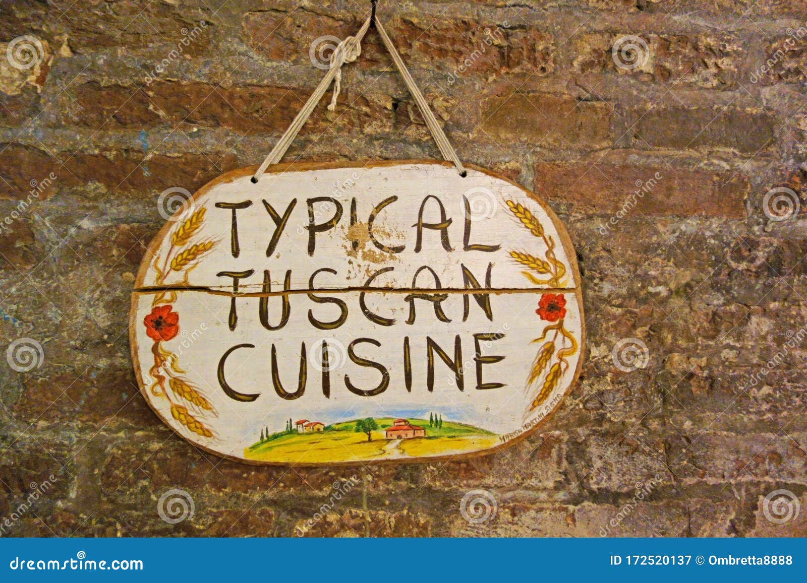 Restaurant with Sign Saying Typical Tuscan Cuisine. Stock Image - Image ...