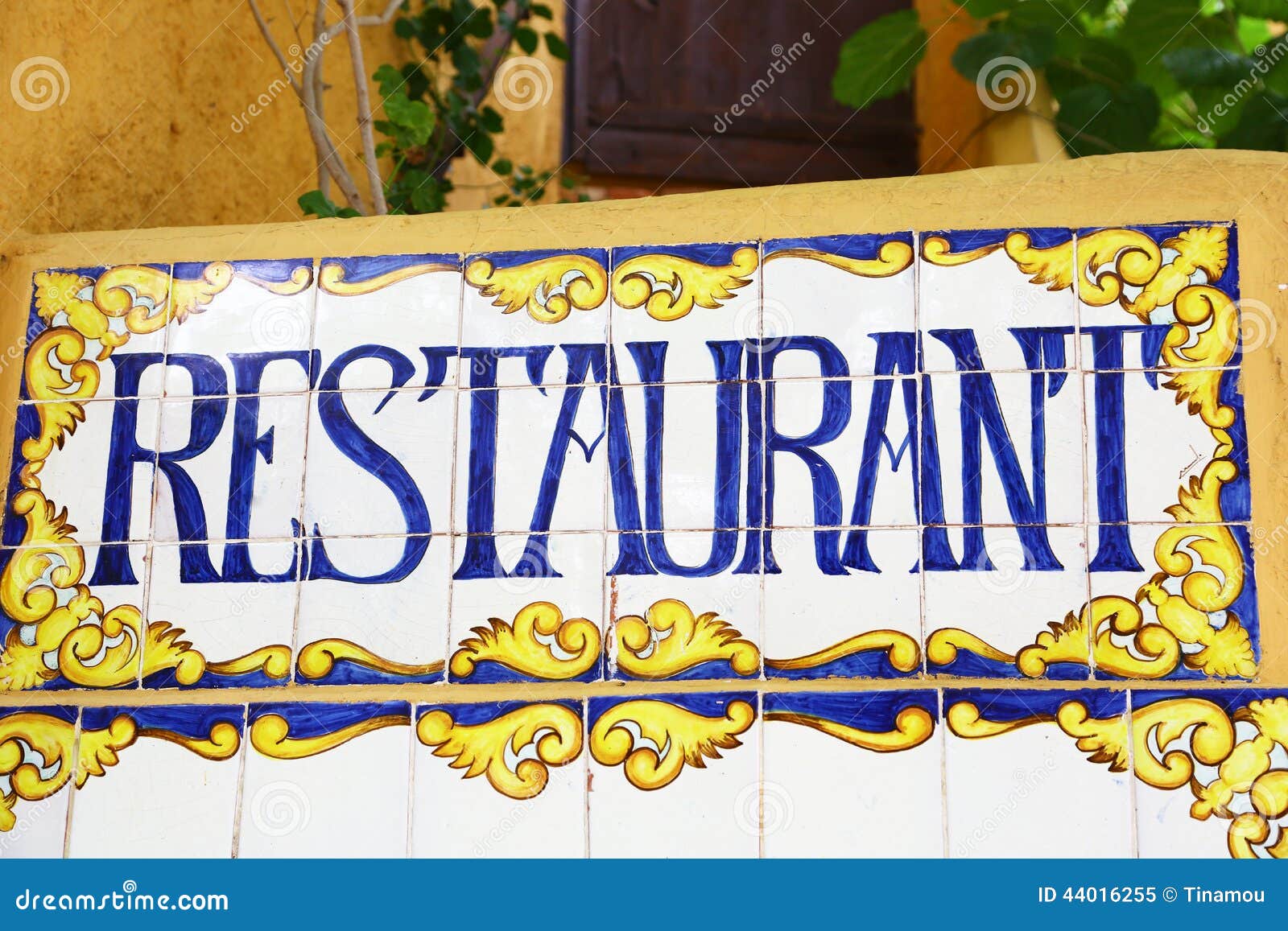 Restaurant Sign Written on Azulejos, Spain Stock Image - Image of ...