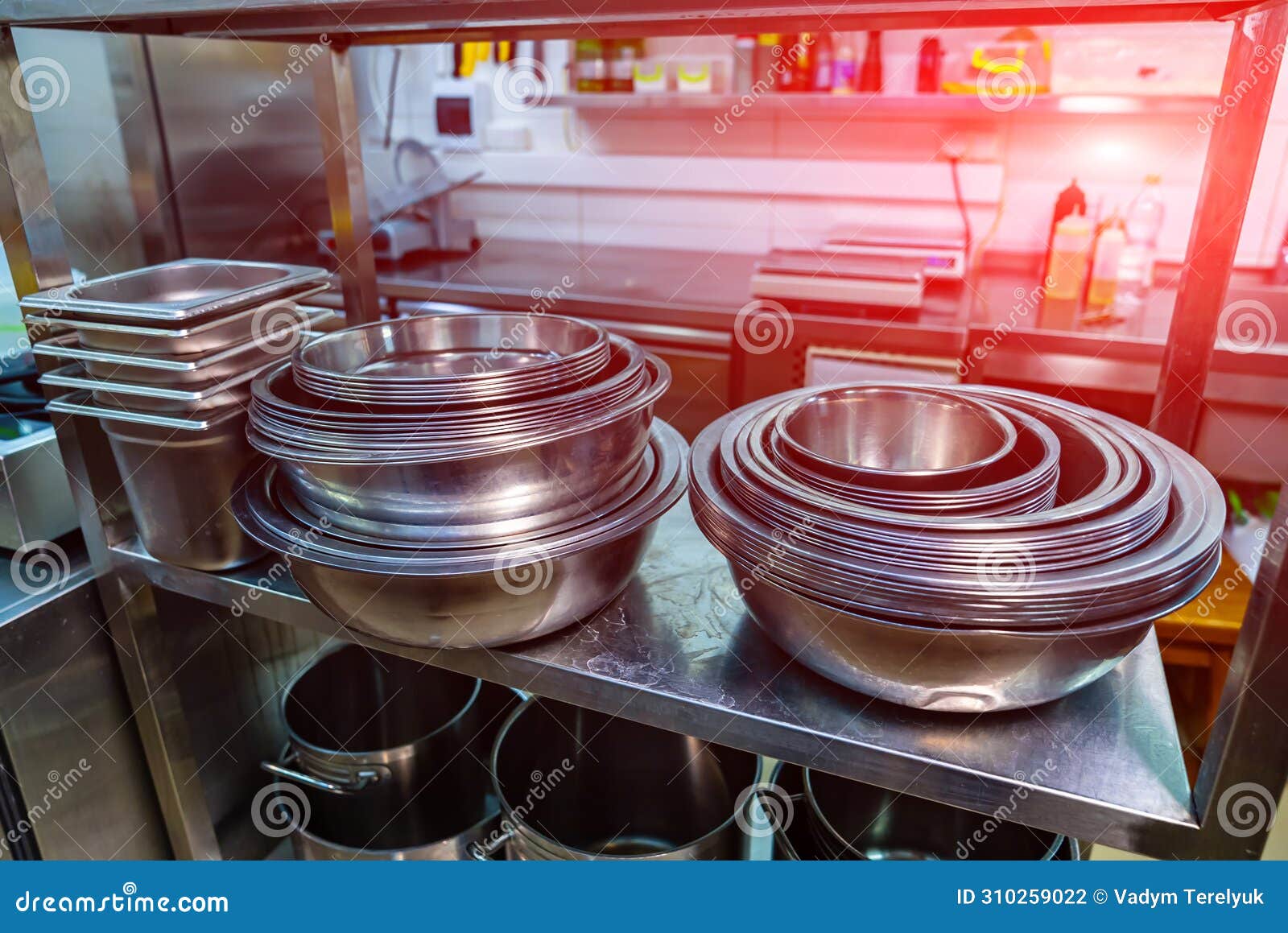 Restaurant Steel Kitchen Workplace. Professional Cooking Equipment ...