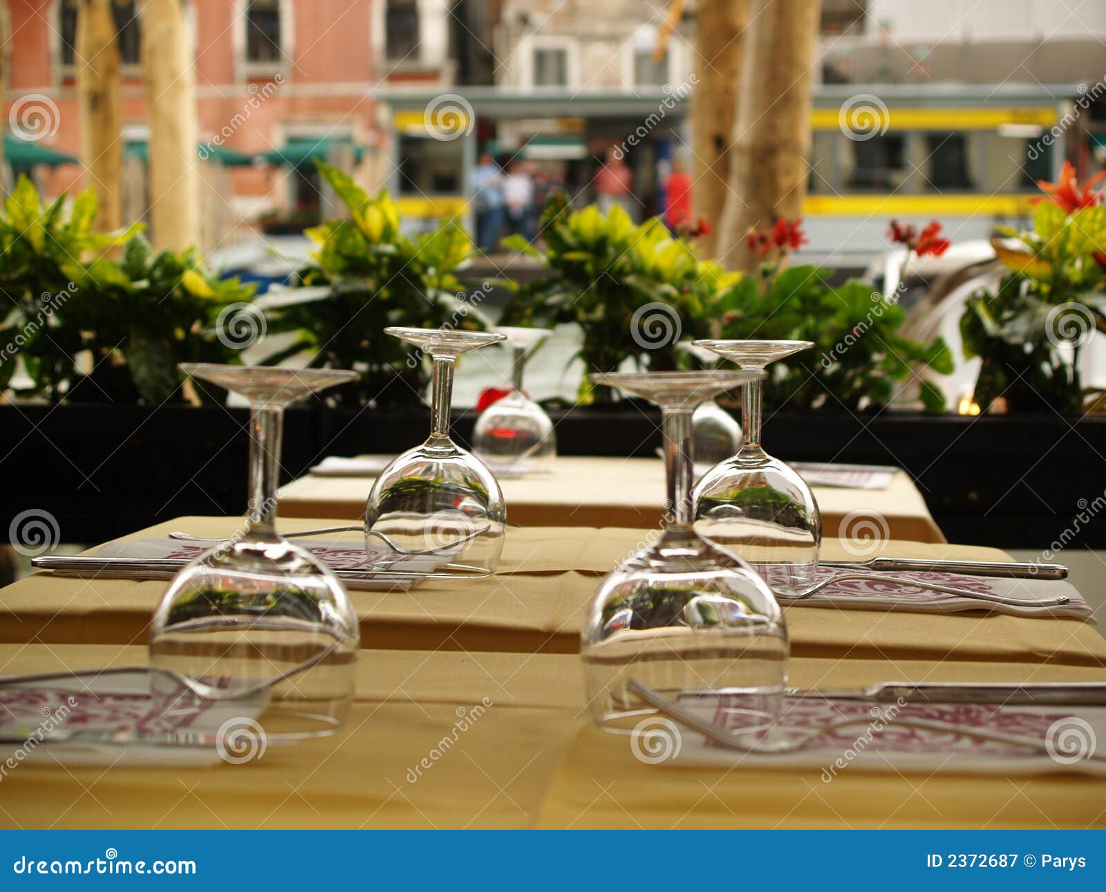 Restaurant table stock image. Image of hedge, eating, fork - 2372687