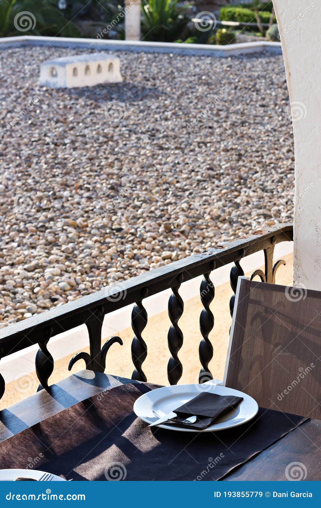 Restaurant Table in Front of a Terrace Stock Image - Image of relax ...
