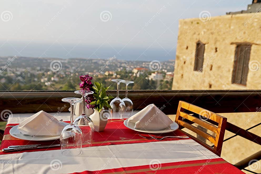 Restaurant Table with Great Scenic Stock Image - Image of luxury ...