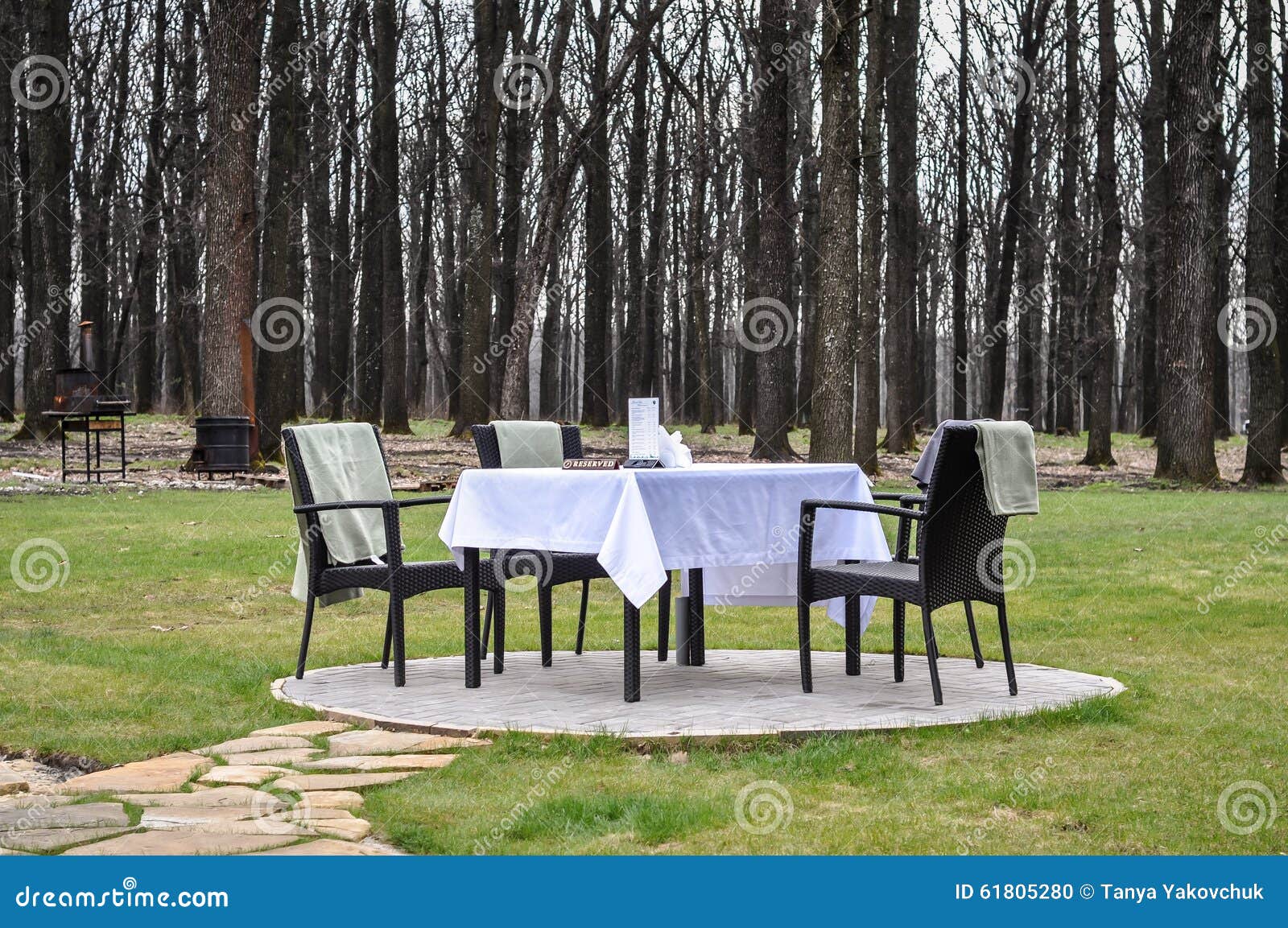 Restaurant table in nature stock photo. Image of nature - 61805280
