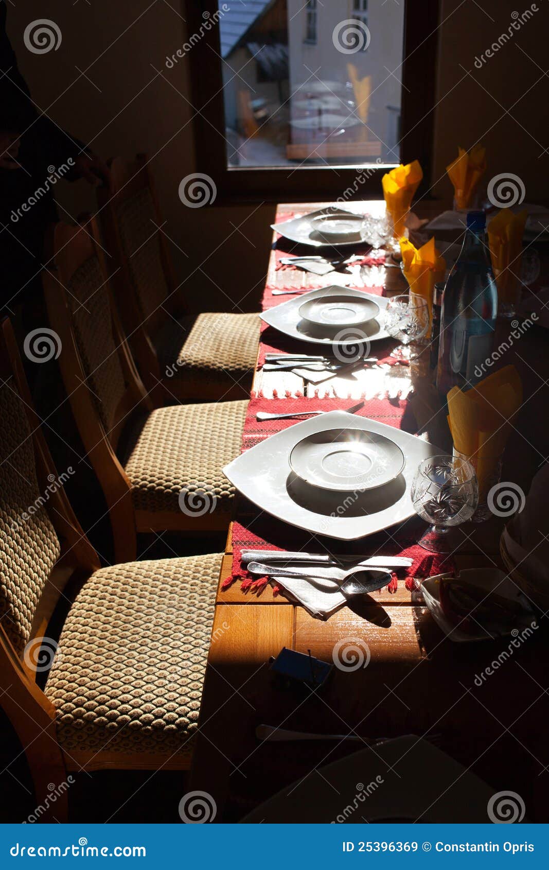 Restaurant Table with Plates Stock Image - Image of ready, table: 25396369