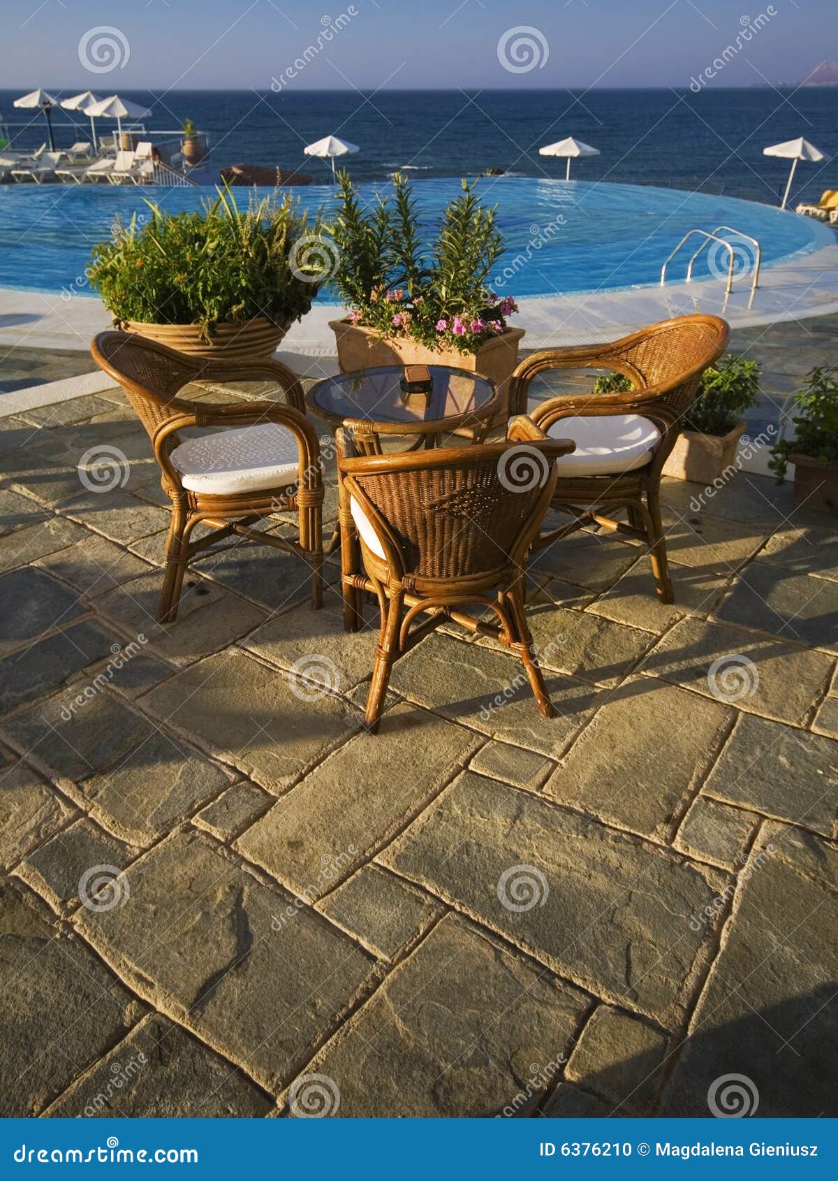 Restaurant Table by the Pool Stock Photo - Image of seat, water: 6376210