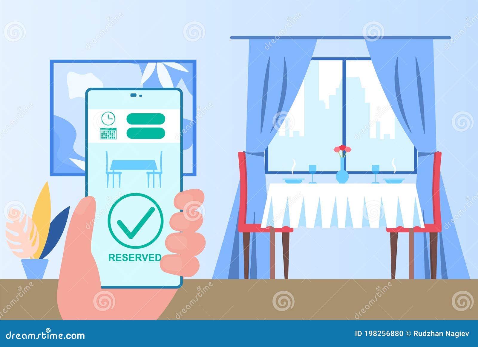 Restaurant Table Reservation Concept Stock Vector - Illustration of ...