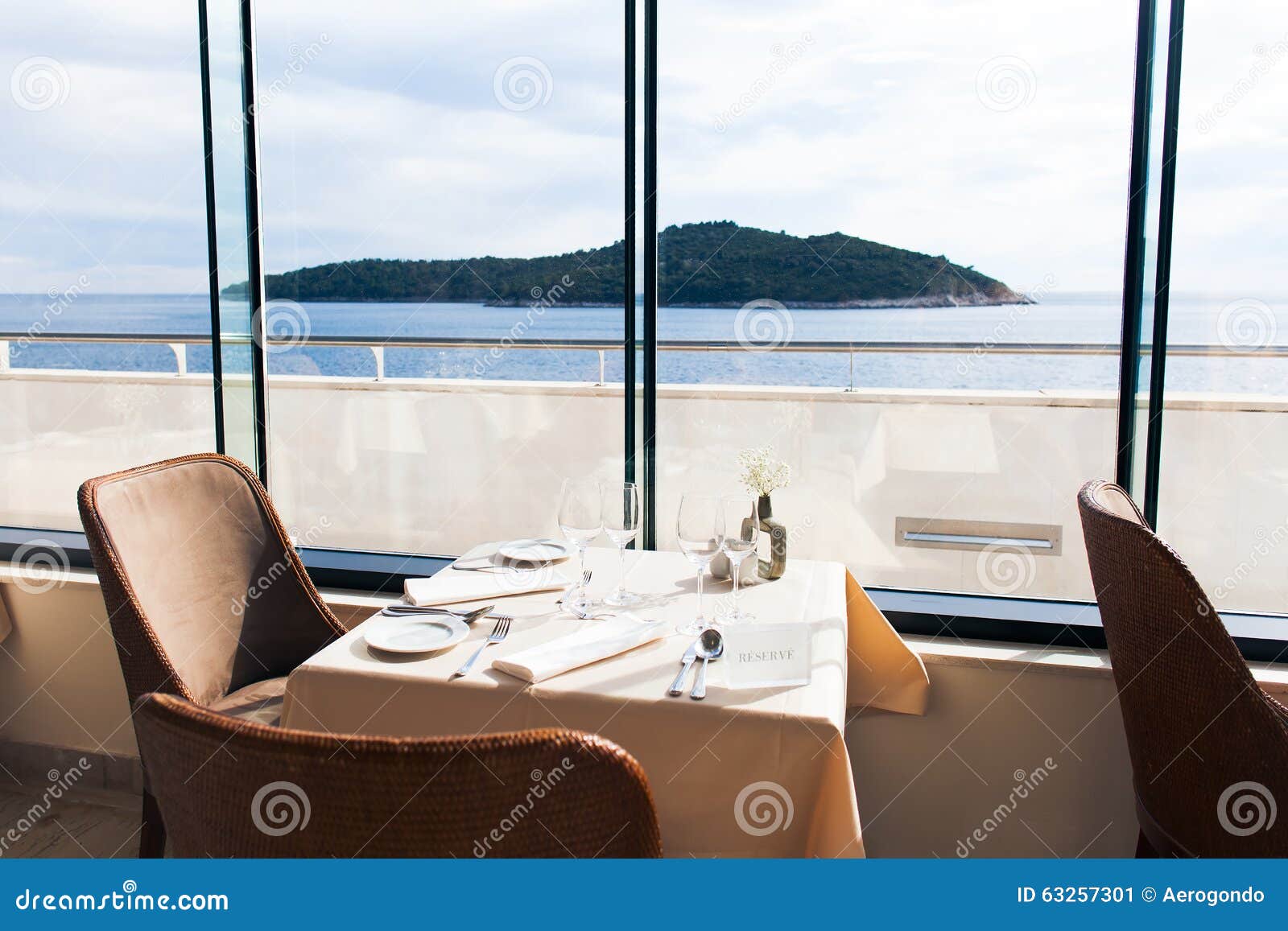 Restaurant Table with Sea View Stock Image - Image of public ...