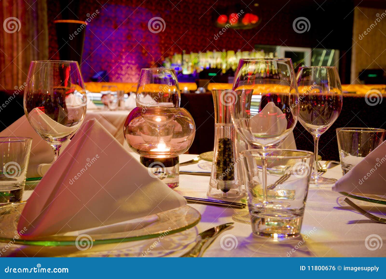 Restaurant Table Set for Dinner Stock Photo - Image of table, romance ...