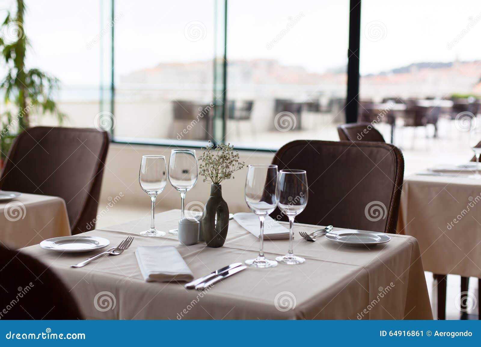 Restaurant Table Set by the Window Stock Image - Image of elegant ...