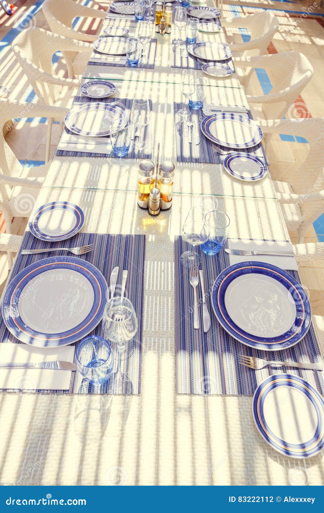 Restaurant Table Setting, with Bright Colors and Mediterranean-style ...