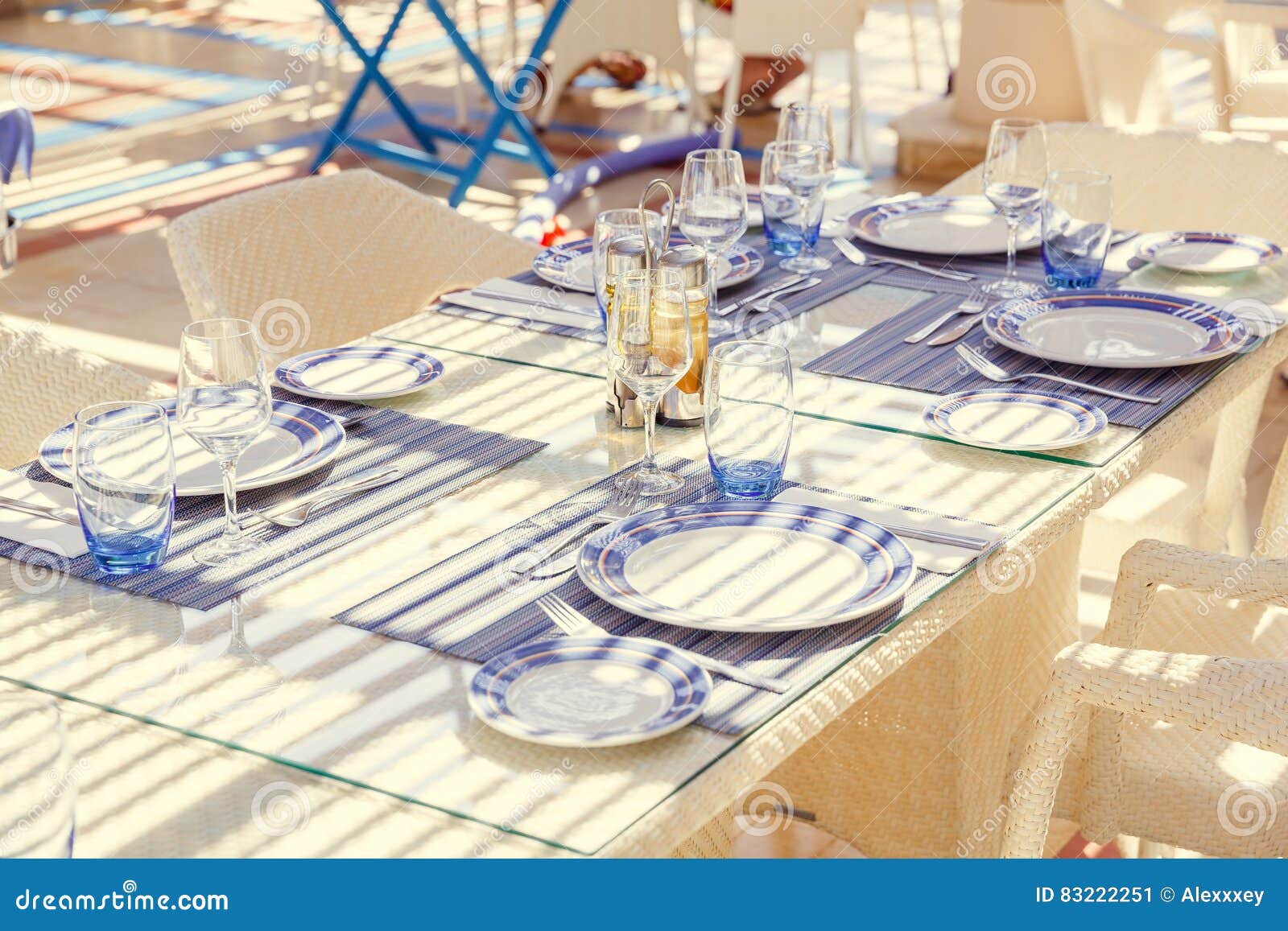 Restaurant Table Setting, with Bright Colors and Mediterranean-style ...