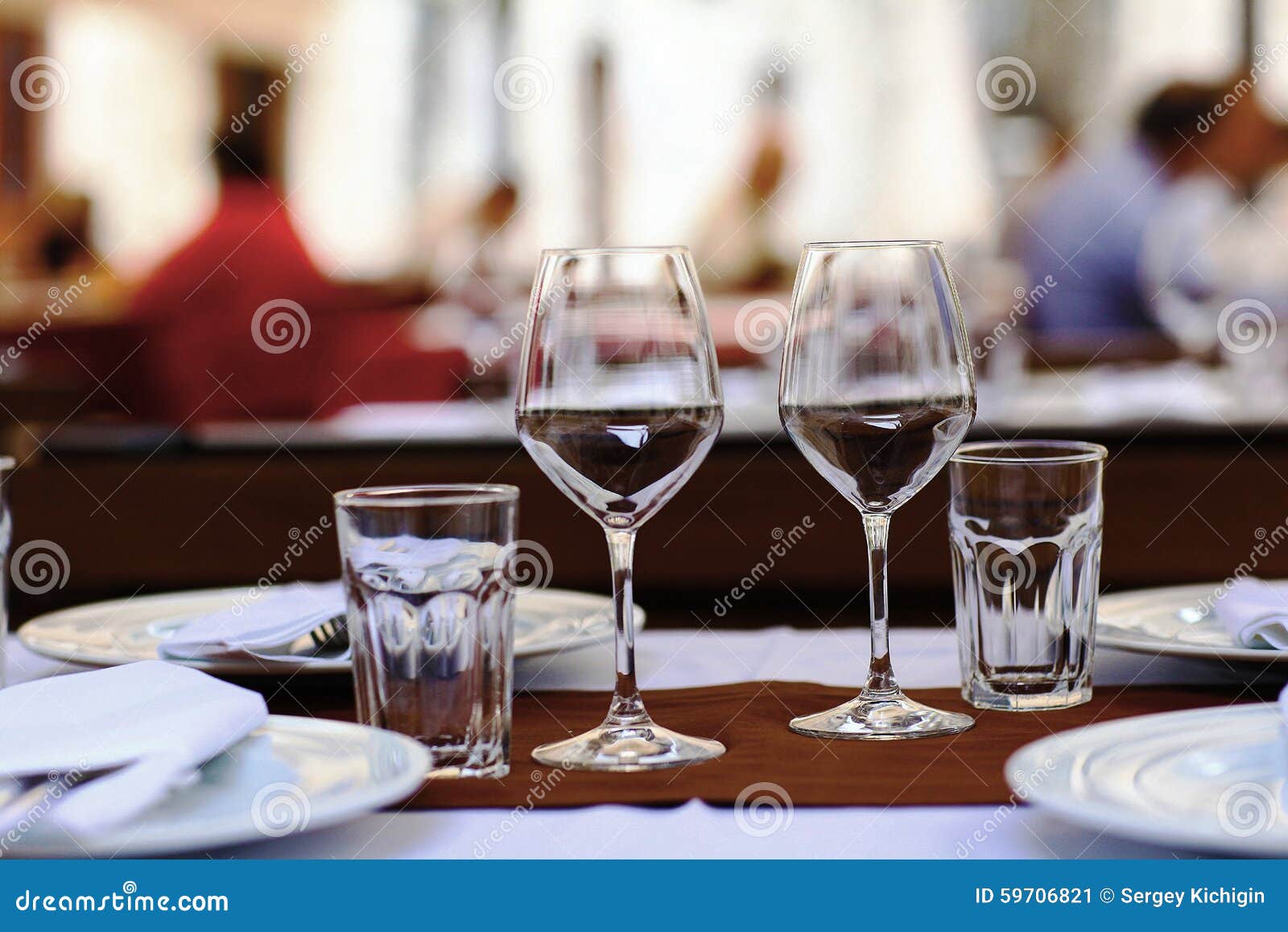 Restaurant Table Setting Glasses Stock Image - Image of light, dinner ...