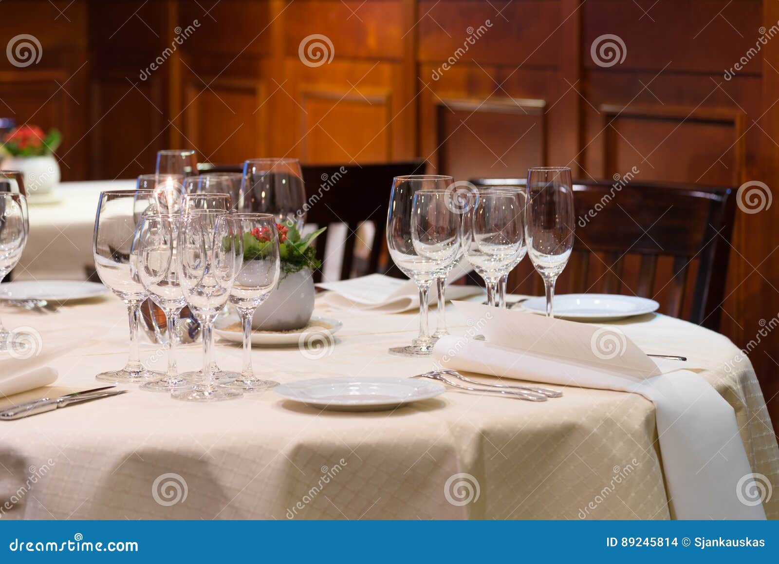 Restaurant table setting stock photo. Image of dishes - 89245814