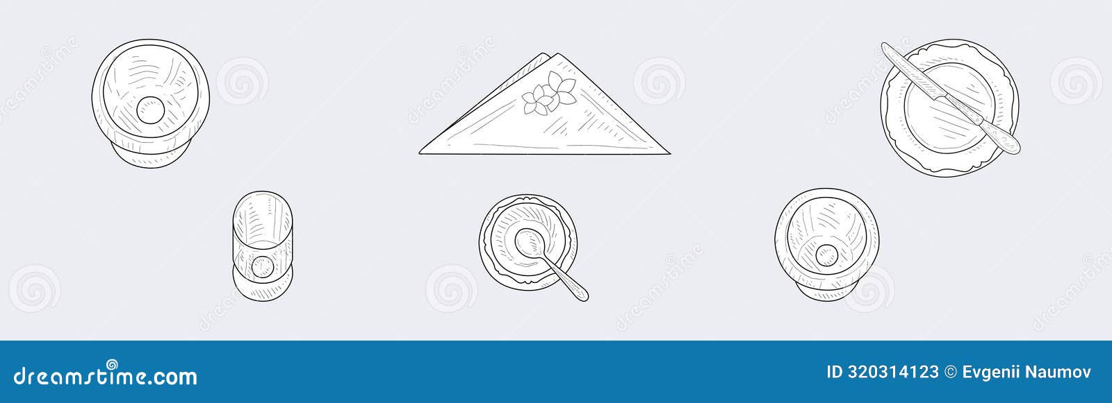 Restaurant Table Setting and Plating Items Vector Set Stock Vector ...