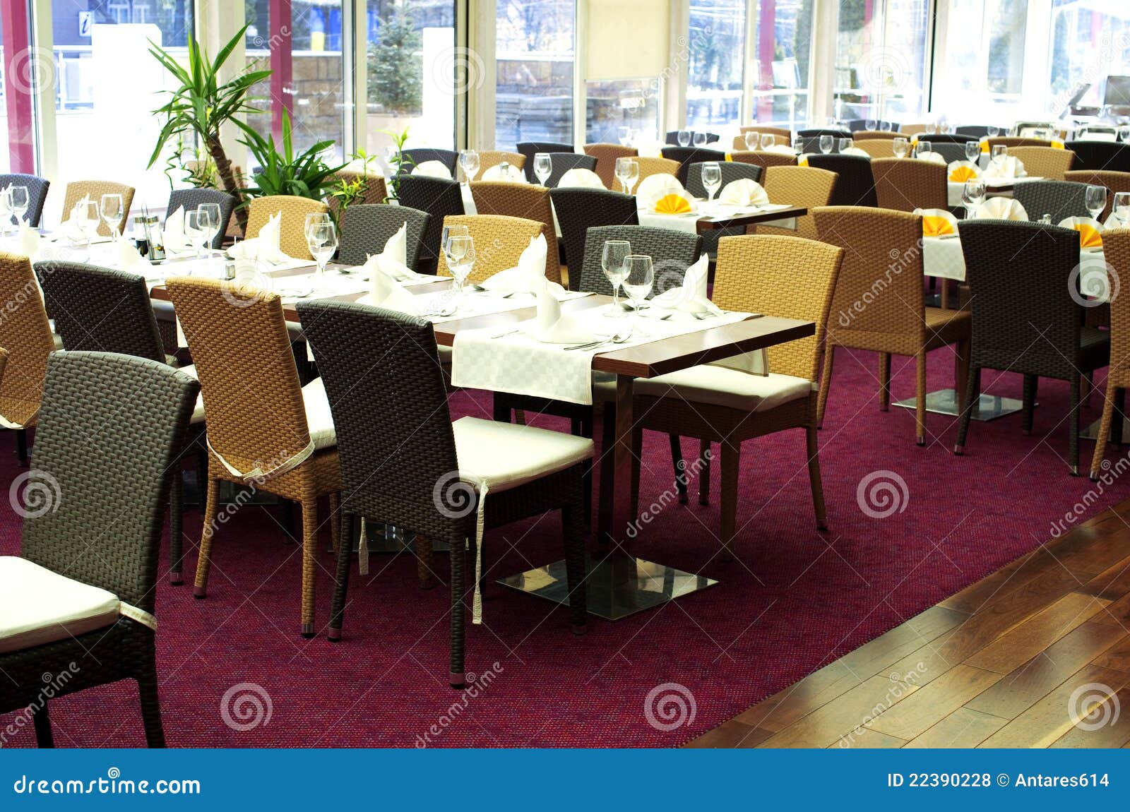 Restaurant tables stock photo. Image of corporate, napkins - 22390228