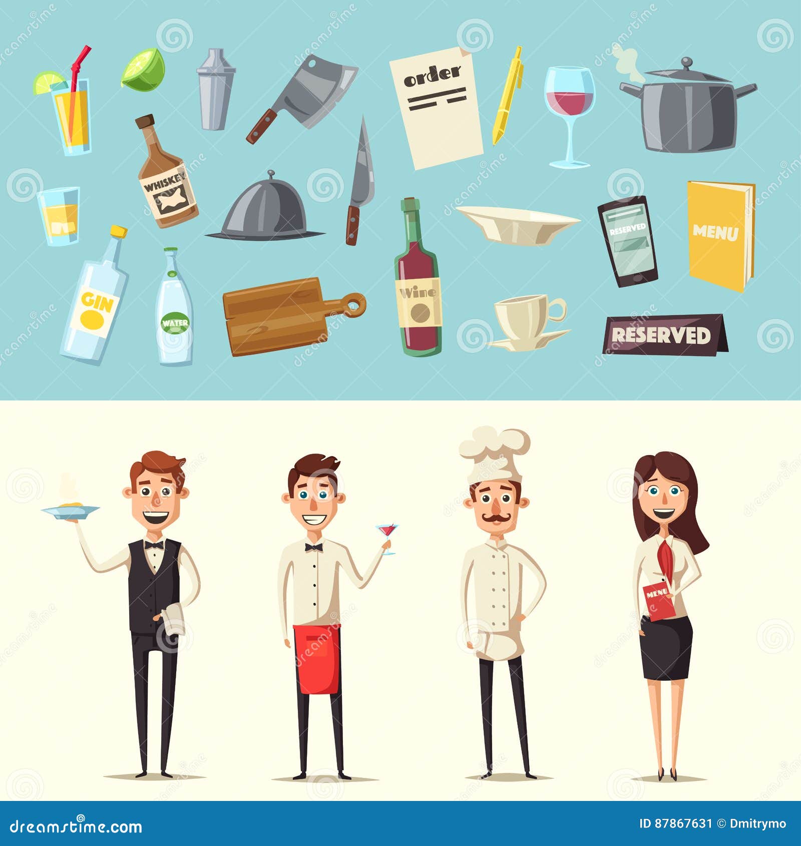 Restaurant Team. Cartoon Vector Illustration Stock Vector ...