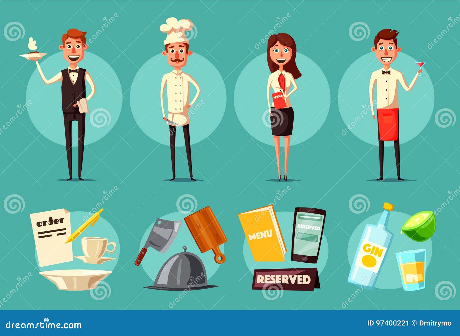 Restaurant Team. Cartoon Vector Illustration Stock Vector ...