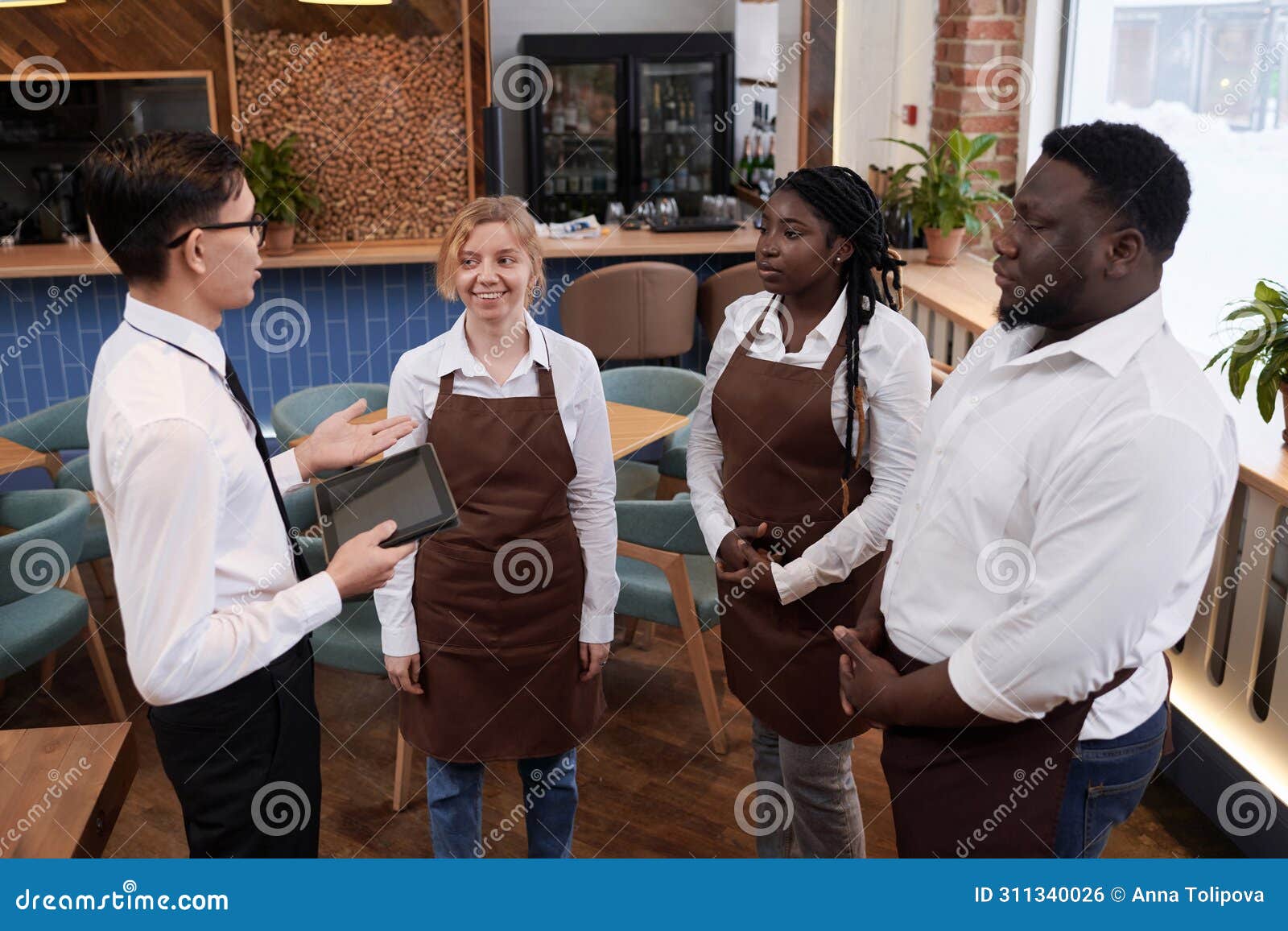 Restaurant Team Getting Ready for Work Stock Photo - Image of agenda ...