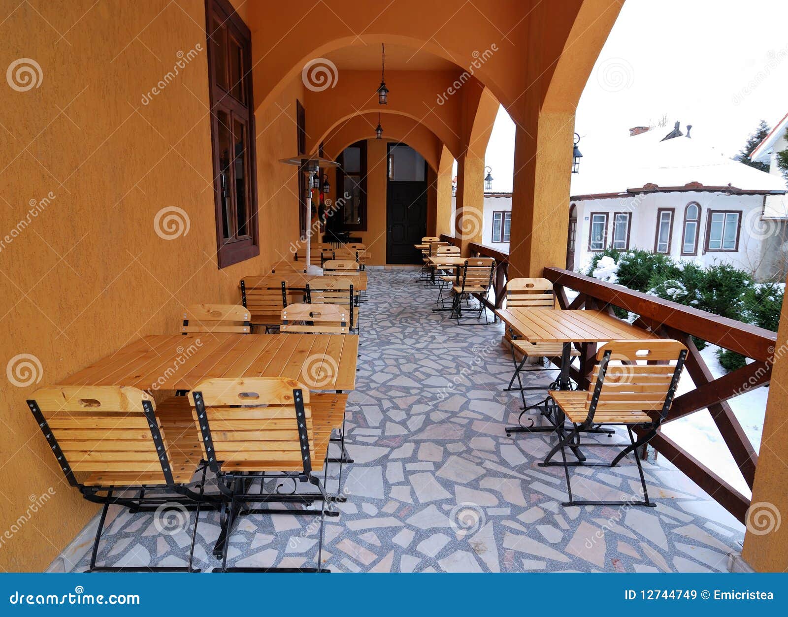 Restaurant terrace stock image. Image of decoration, table - 12744749