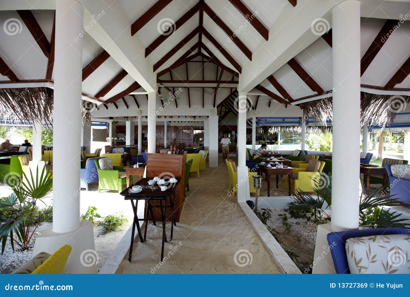 Restaurant in Tropical Resort Stock Image - Image of beverage, diner ...