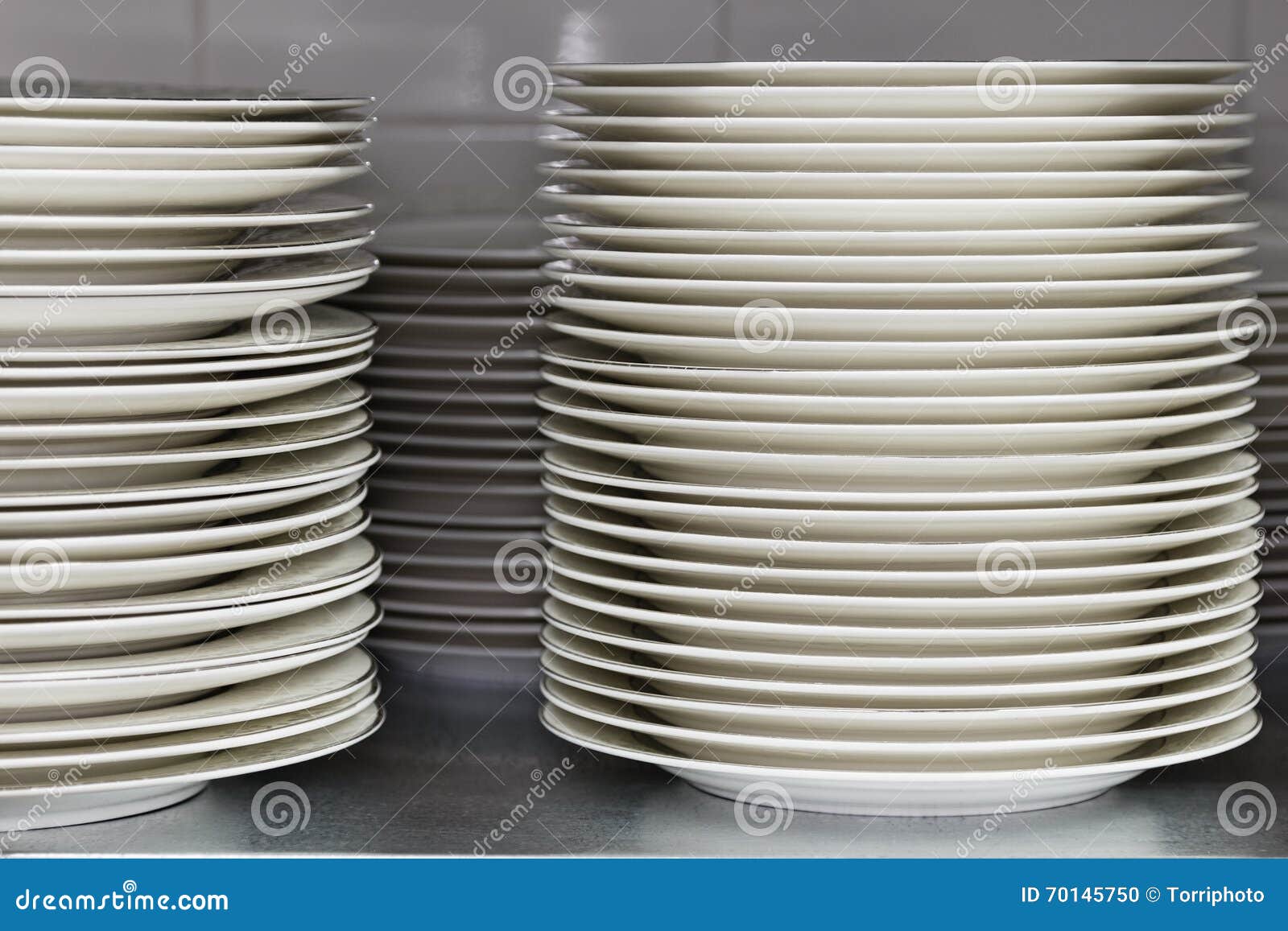 Restaurant Utensils. Stack of Plates Stock Photo - Image of background ...