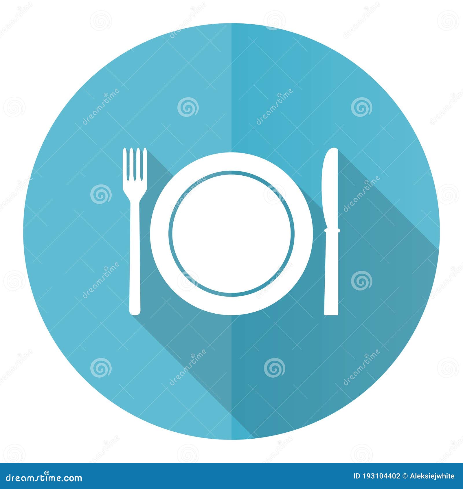 Restaurant Vector Icon, Flat Design Blue Round Web Button Isolated on ...