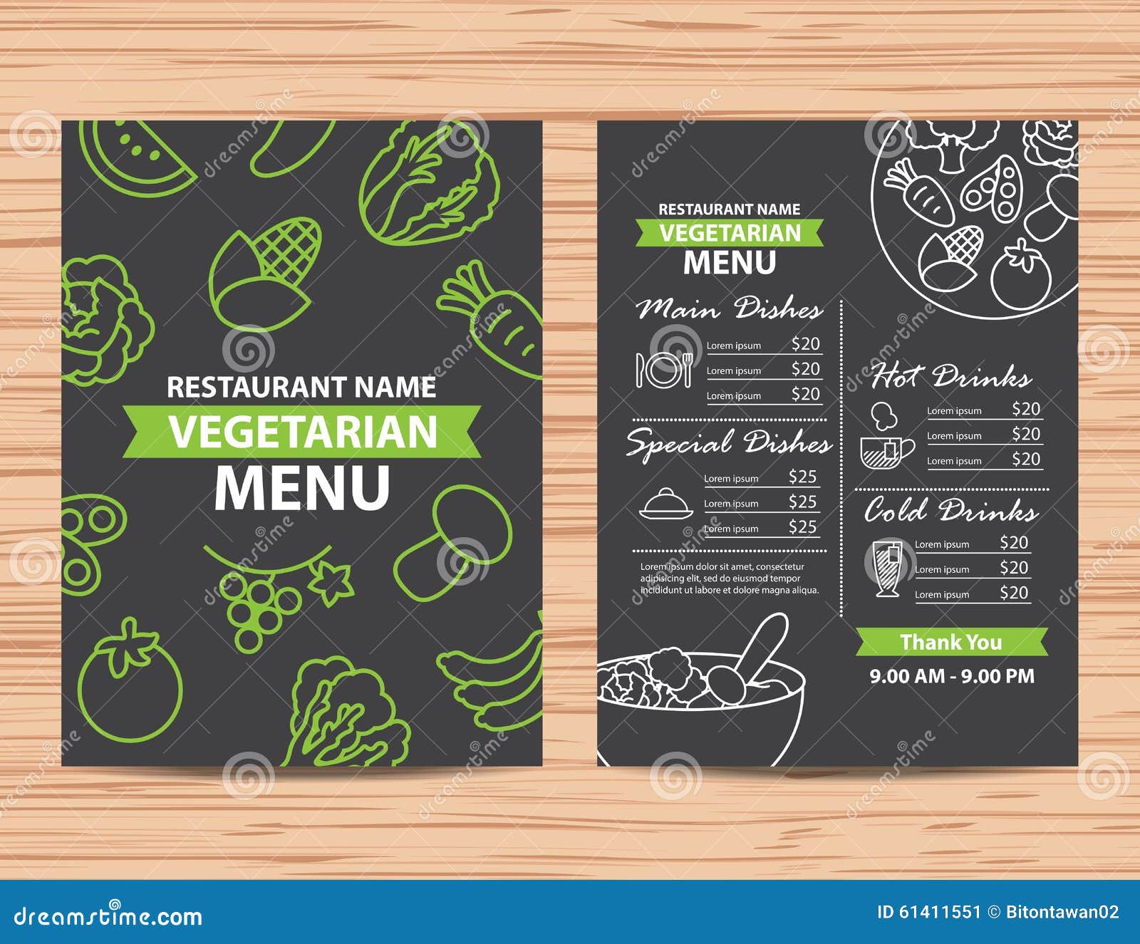 Restaurant Vegetarian and Vegan Healthy Menu Design Stock Vector ...