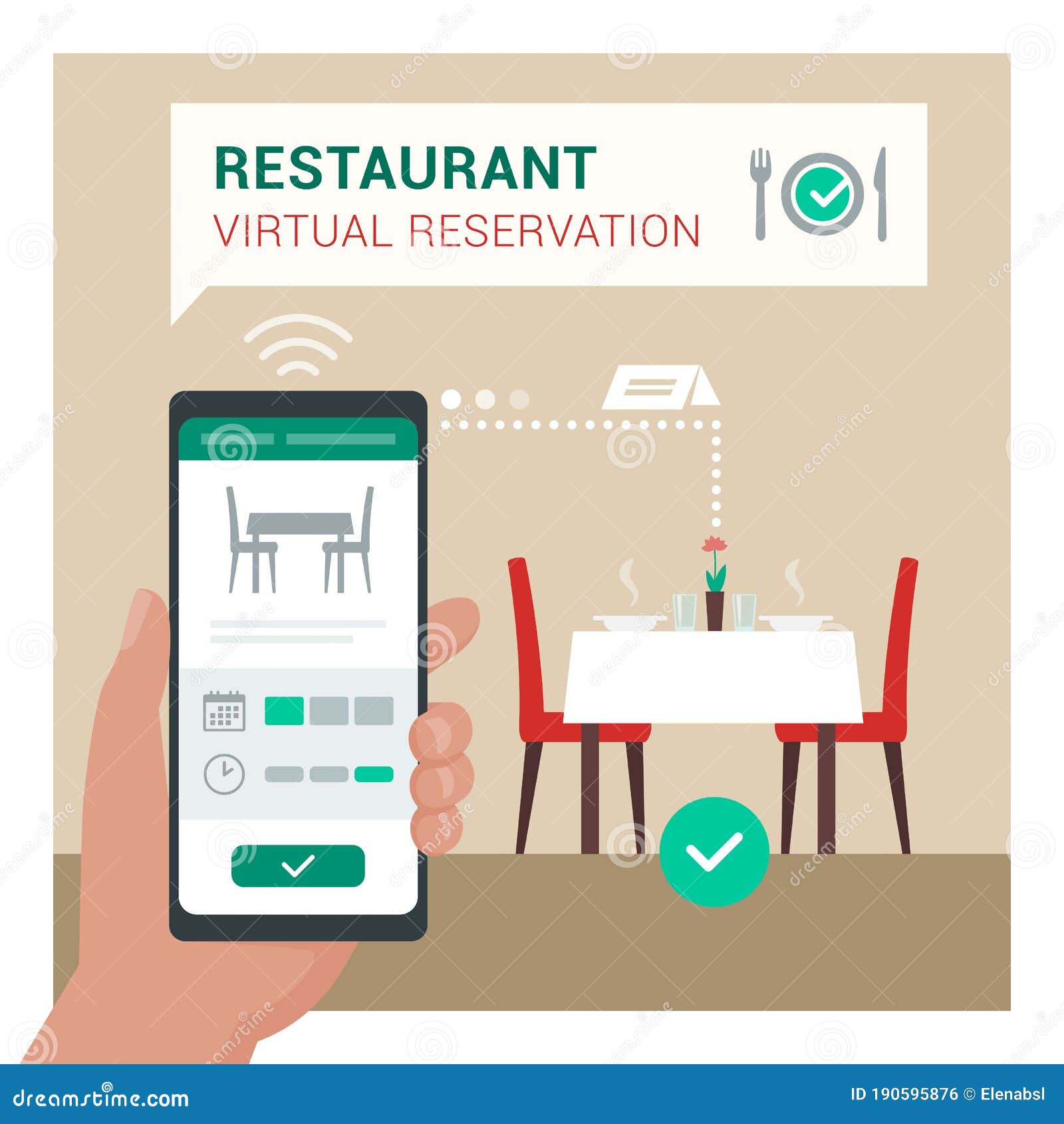 Restaurant Virtual Reservation Stock Vector - Illustration of cafe ...