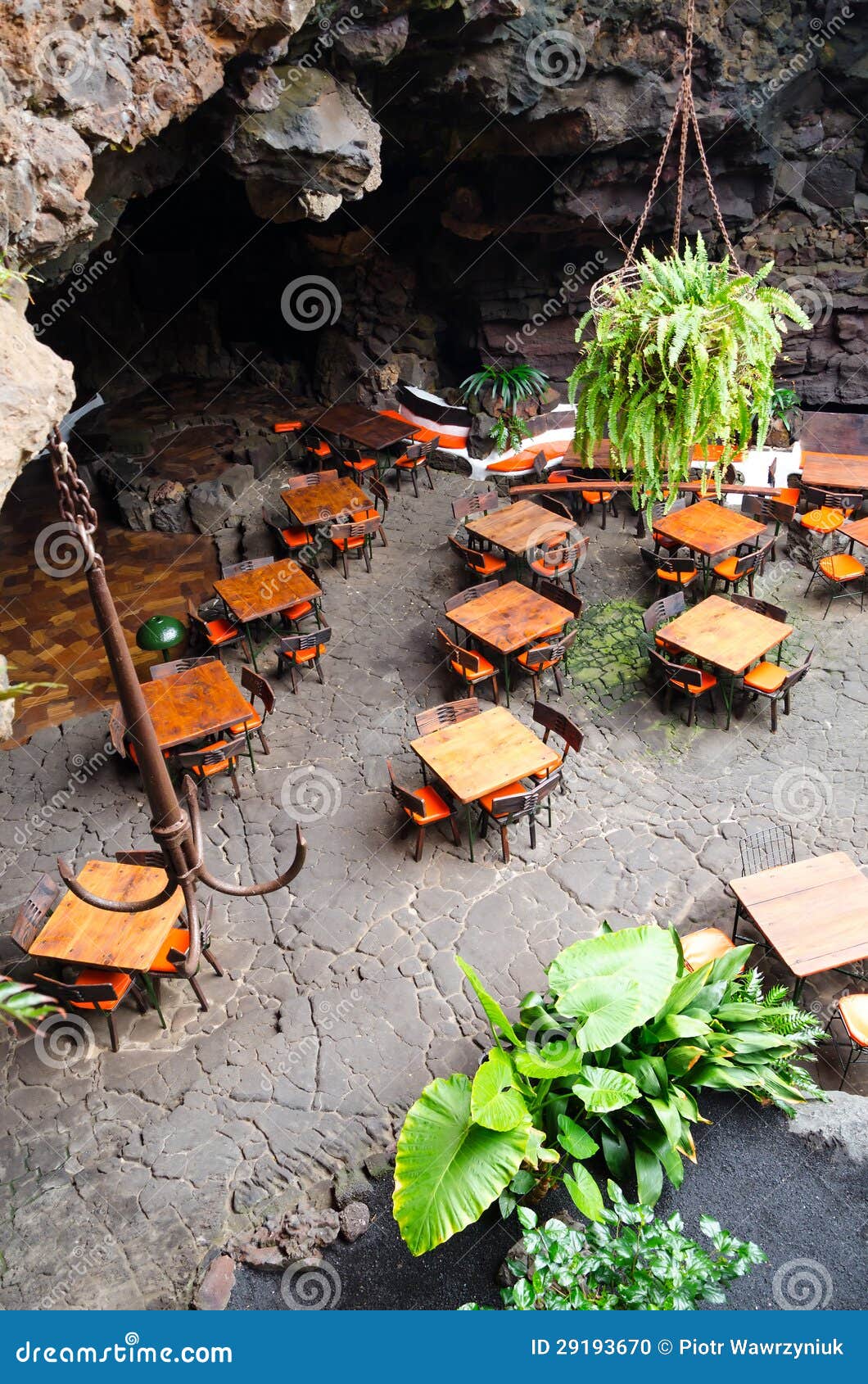 Restaurant in volcano cave stock photo. Image of hole - 29193670