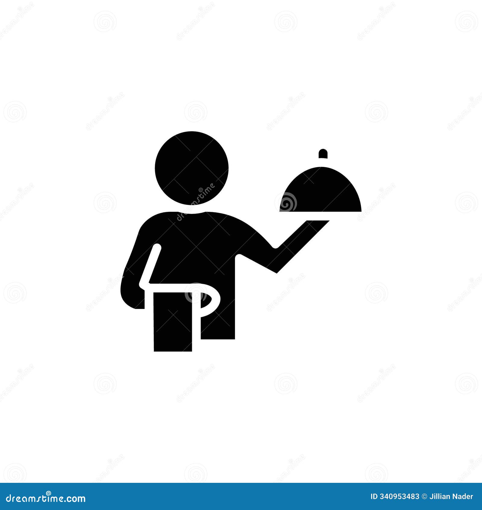 Waiter Icon, Stick Figure Man Pictogram, Human Silhouette Isolated ...