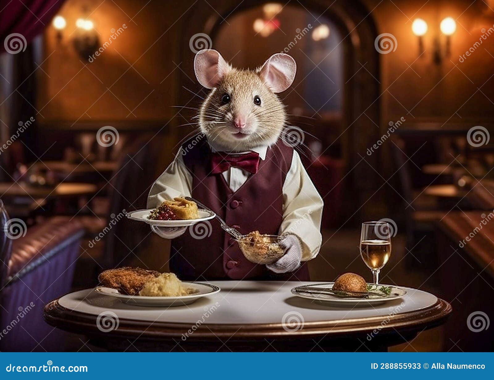 The Restaurant Waiter Mouse. Cartoon Style Stock Illustration ...