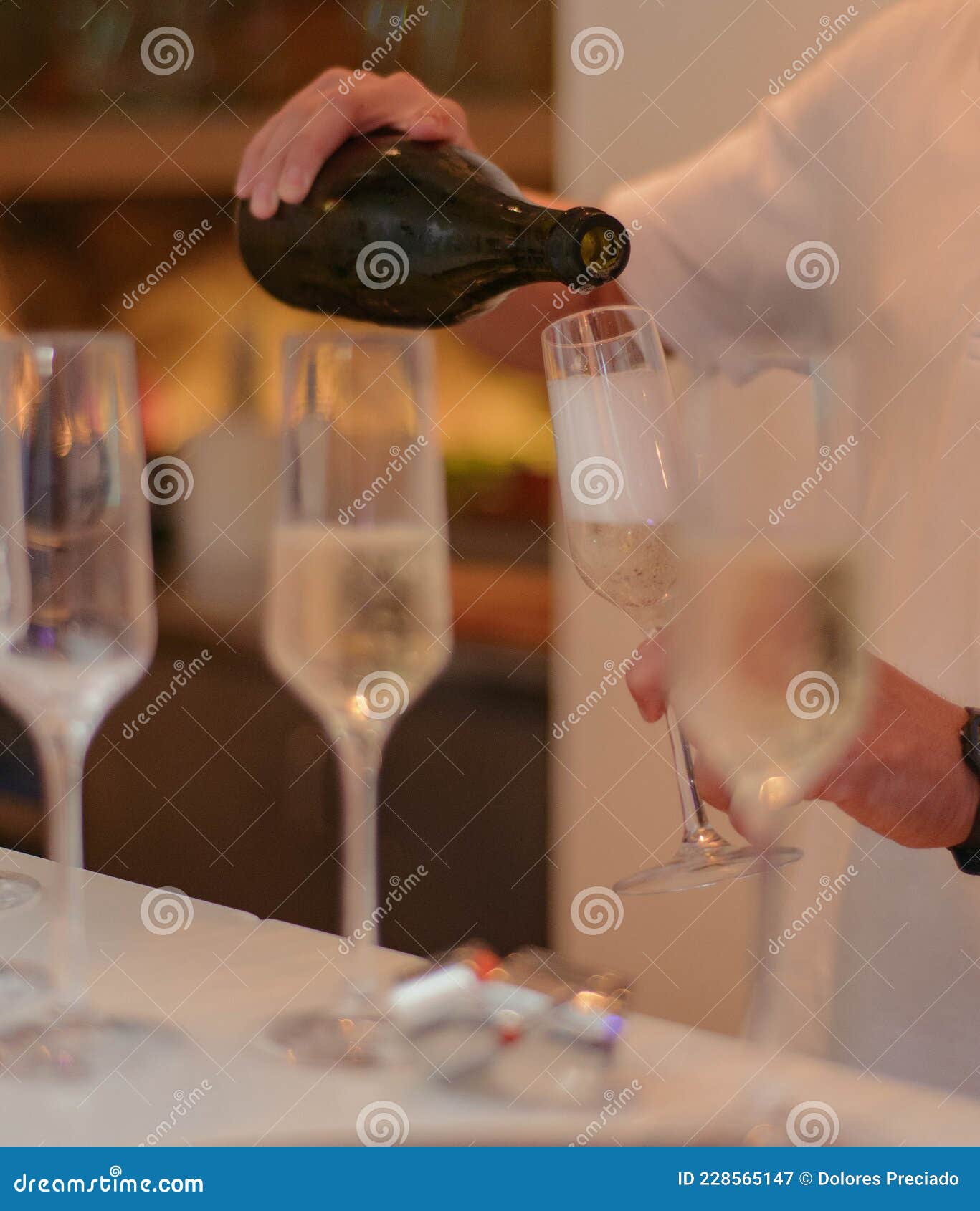 Restaurant Waiter Serving Champagne Stock Image - Image of dinner ...