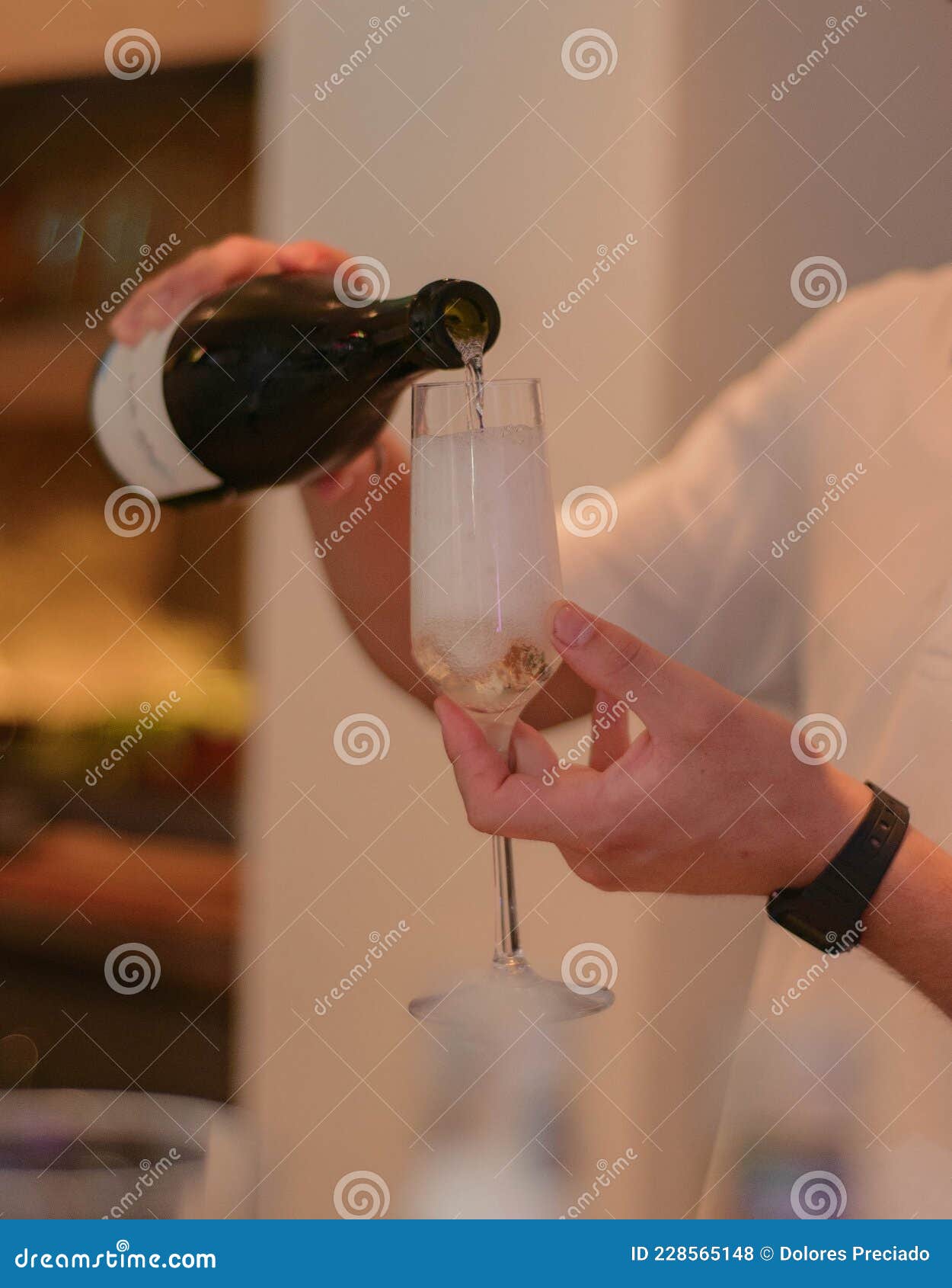 Restaurant Waiter Serving Champagne Stock Photo - Image of cold ...
