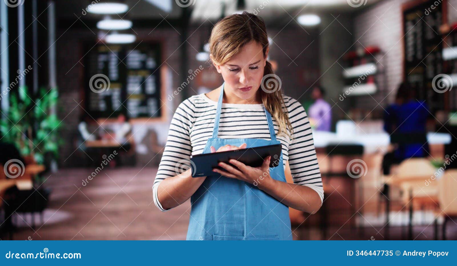 Restaurant Waiter with Tablet. Shop Owner Stock Image - Image of agent ...
