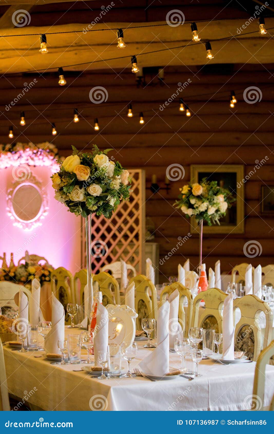 Restaurant for a Wedding Party Stock Image - Image of wedding, flowers ...