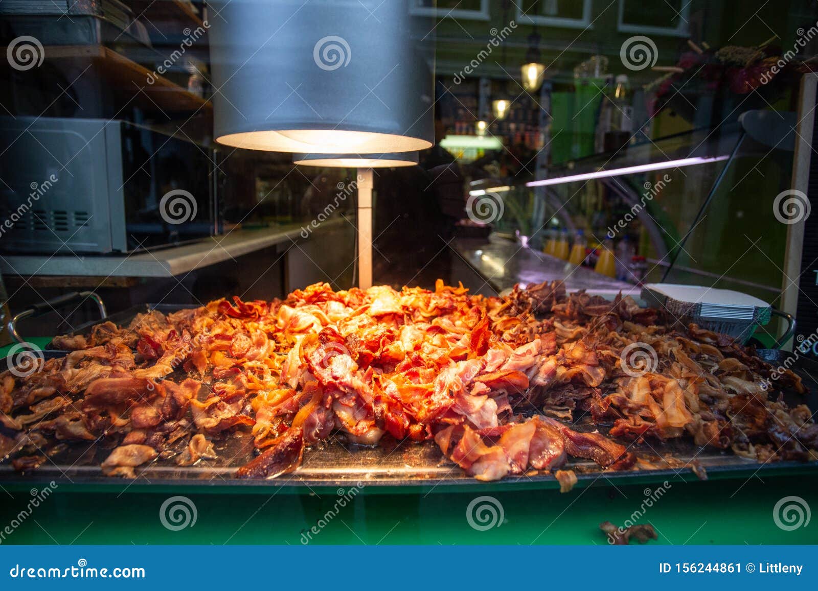 Restaurant Window Display of Bacon Stock Image - Image of sizzling ...