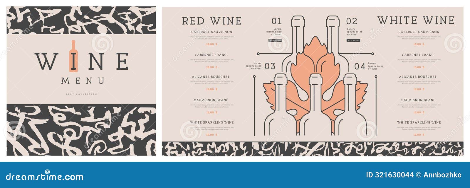 Restaurant Wine Menu Design with Pyramid of Wine Bottles. Line Art ...