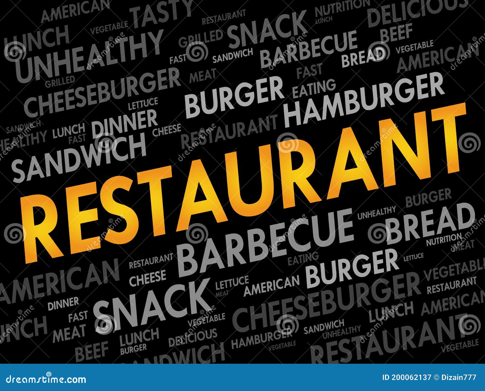 RESTAURANT word cloud stock illustration. Illustration of lifestyle ...