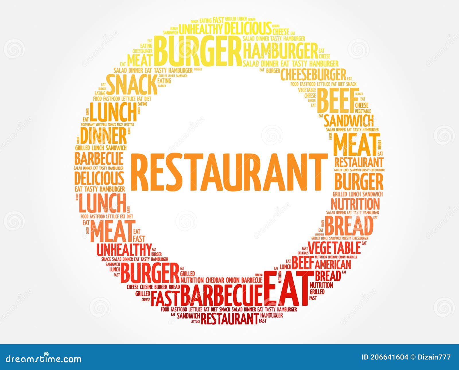 RESTAURANT word cloud stock photo. Image of lunch, obesity - 206641604