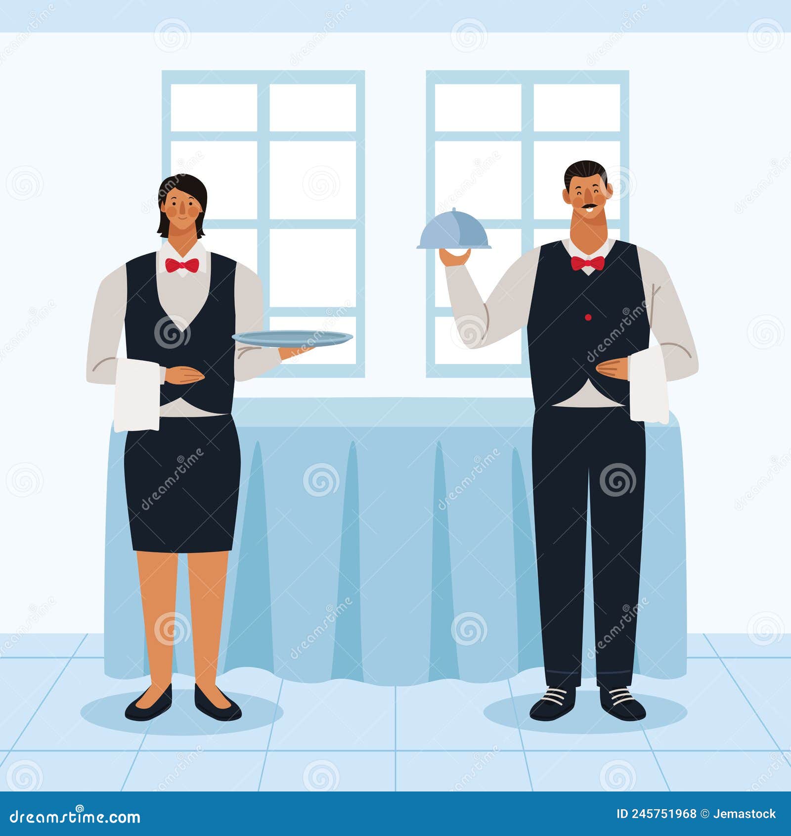 Restaurant Workers Cartoon Characters. People Work In Restaurant ...