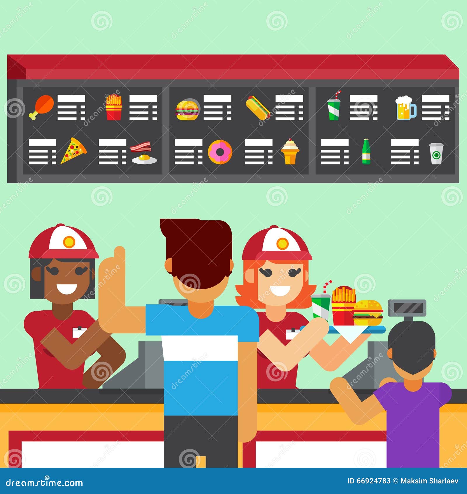 Restaurant Workers Cartoon Characters. People Work In Restaurant ...