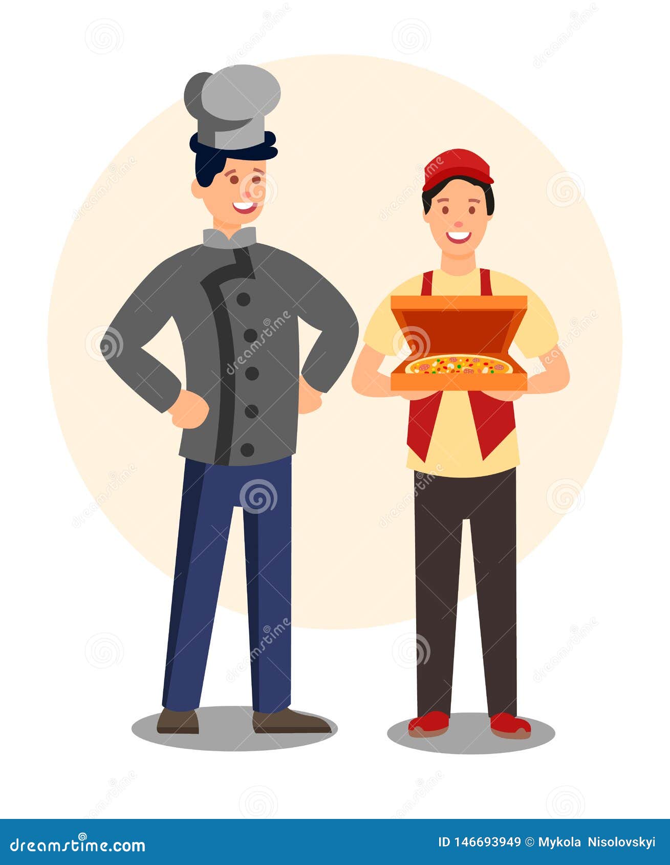 Restaurant Workers in Uniforms Flat Characters Stock Vector ...