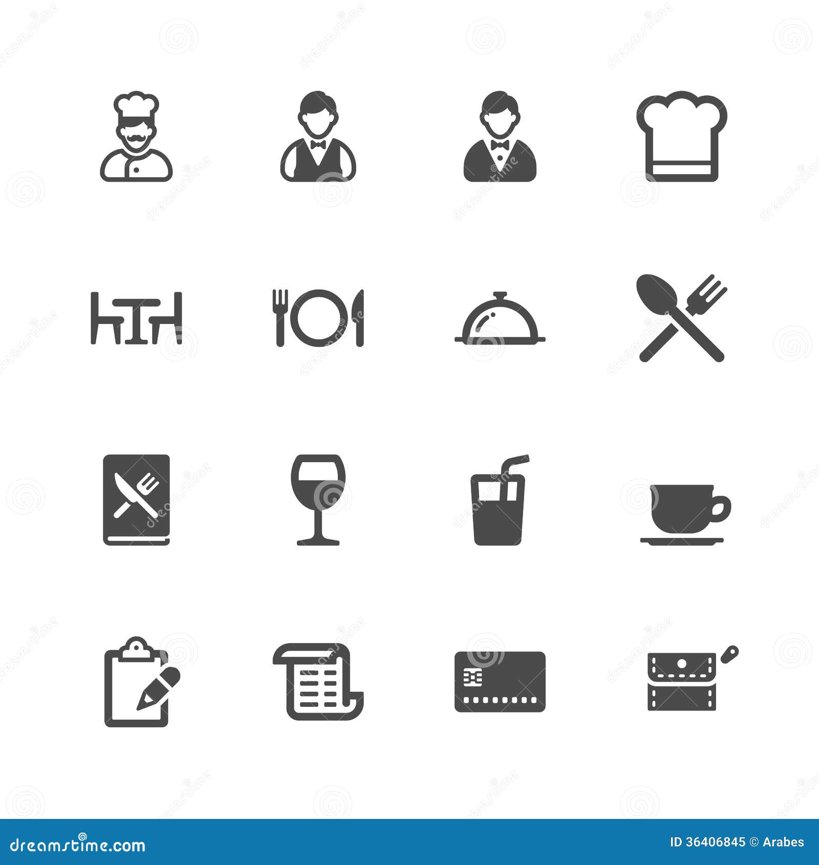 Restaurantpictogrammen vector illustratie. Illustration of plaat - 36406845
